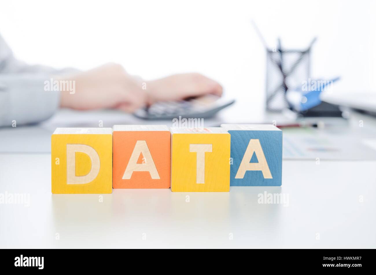 DATA word with colorful blocks. data safe block business man work ...