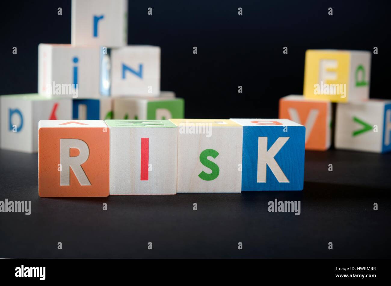 RISK word with colorful blocks. risk business leadership process ...