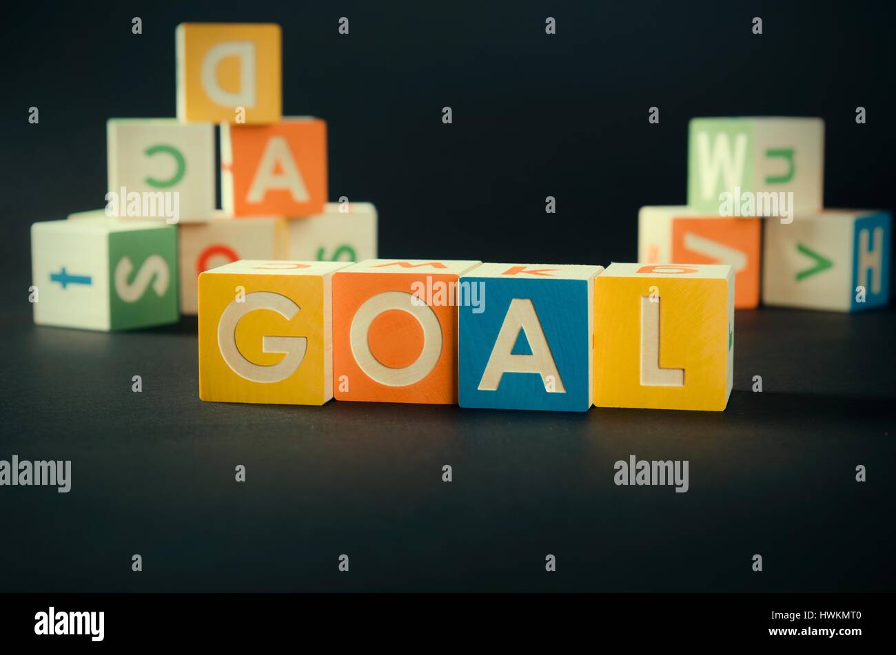 GOAL word with colorful blocks. goal reach business team wood block ...