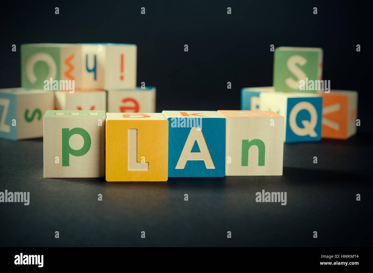 PLAN word with colorful blocks. plan work background business concept ...