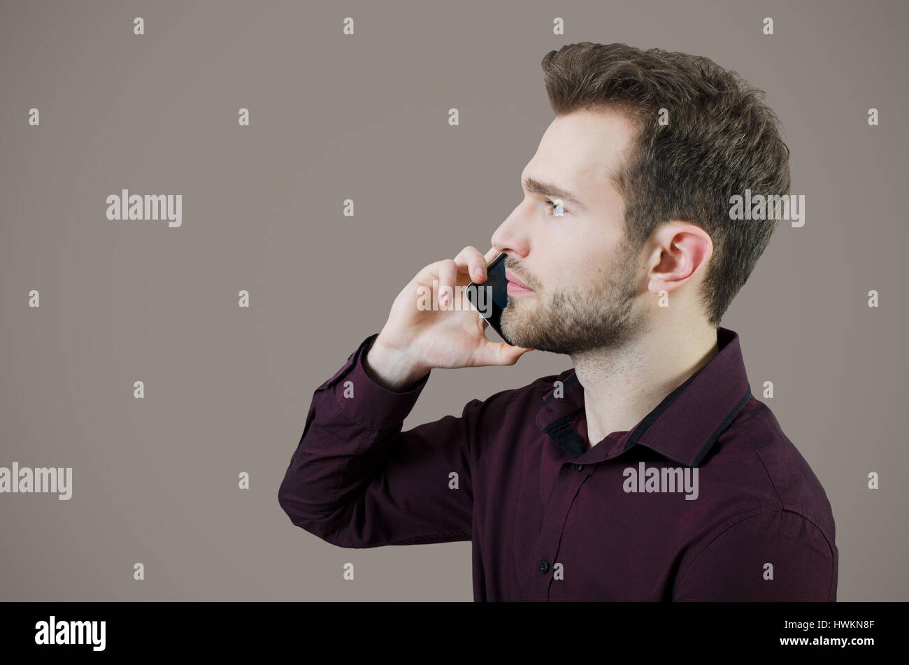 Handsome man talking on the phone copyspace. phone man talking call ...