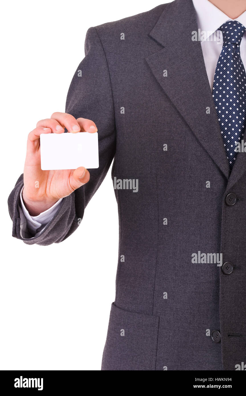 Business man showing blank card Stock Photo - Alamy