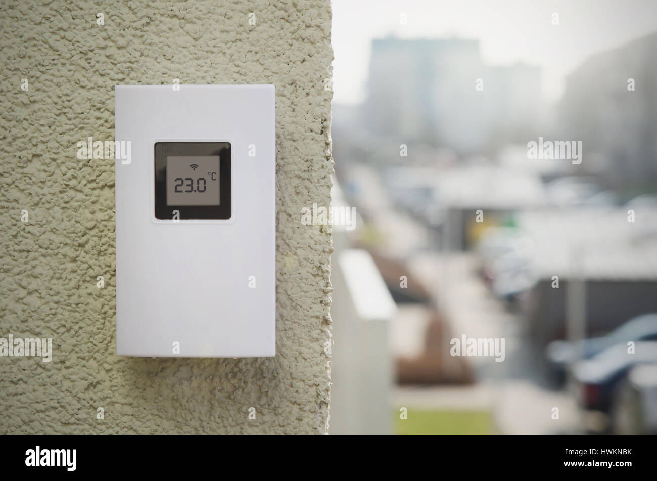 Wireless weather meter installed outdoor. weather station home ...