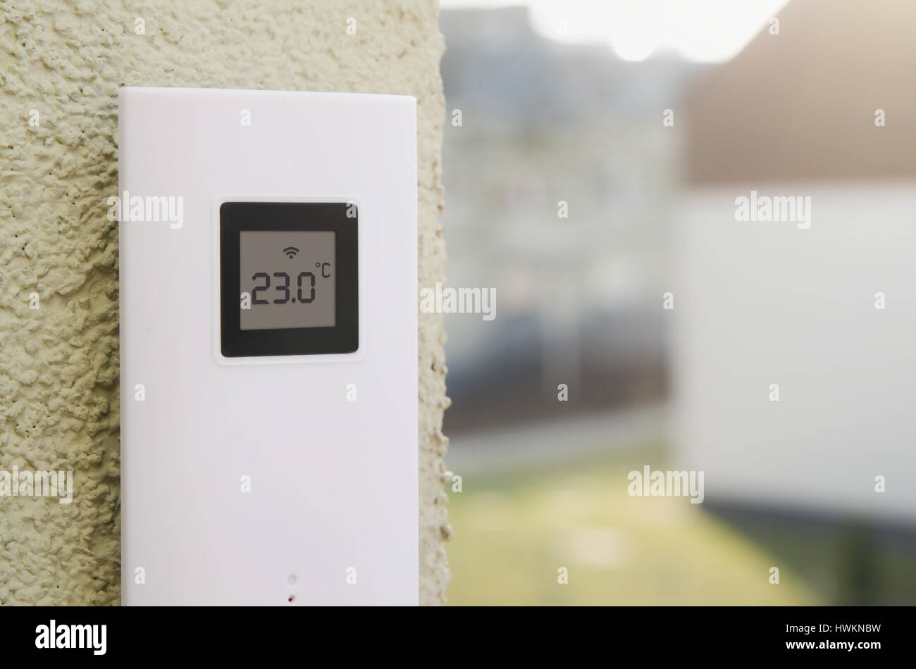 Wireless weather meter installed outdoor. weather station home ...