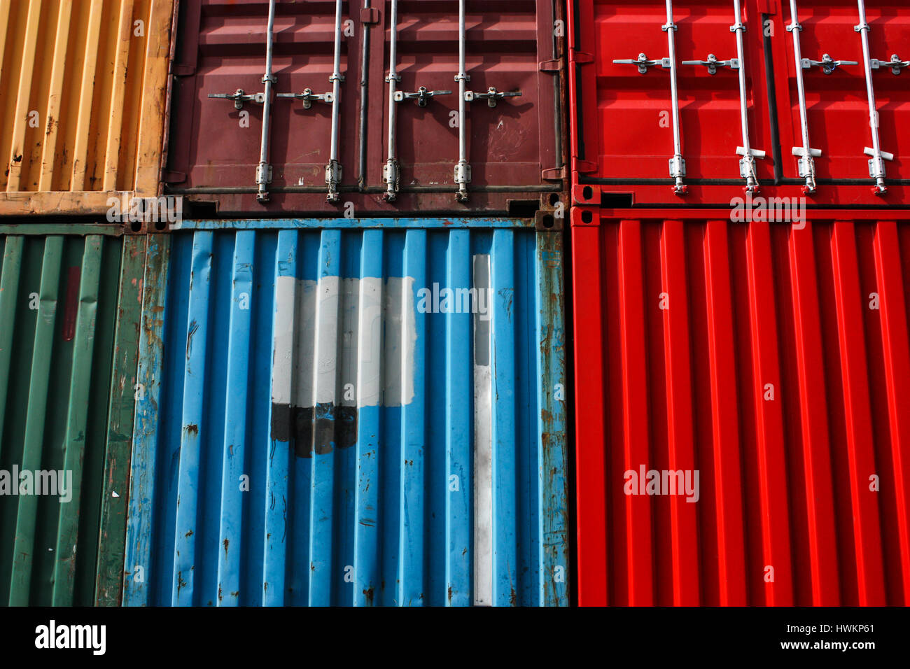 Colorful Stack Of Container Shipping Stock Photo - Alamy