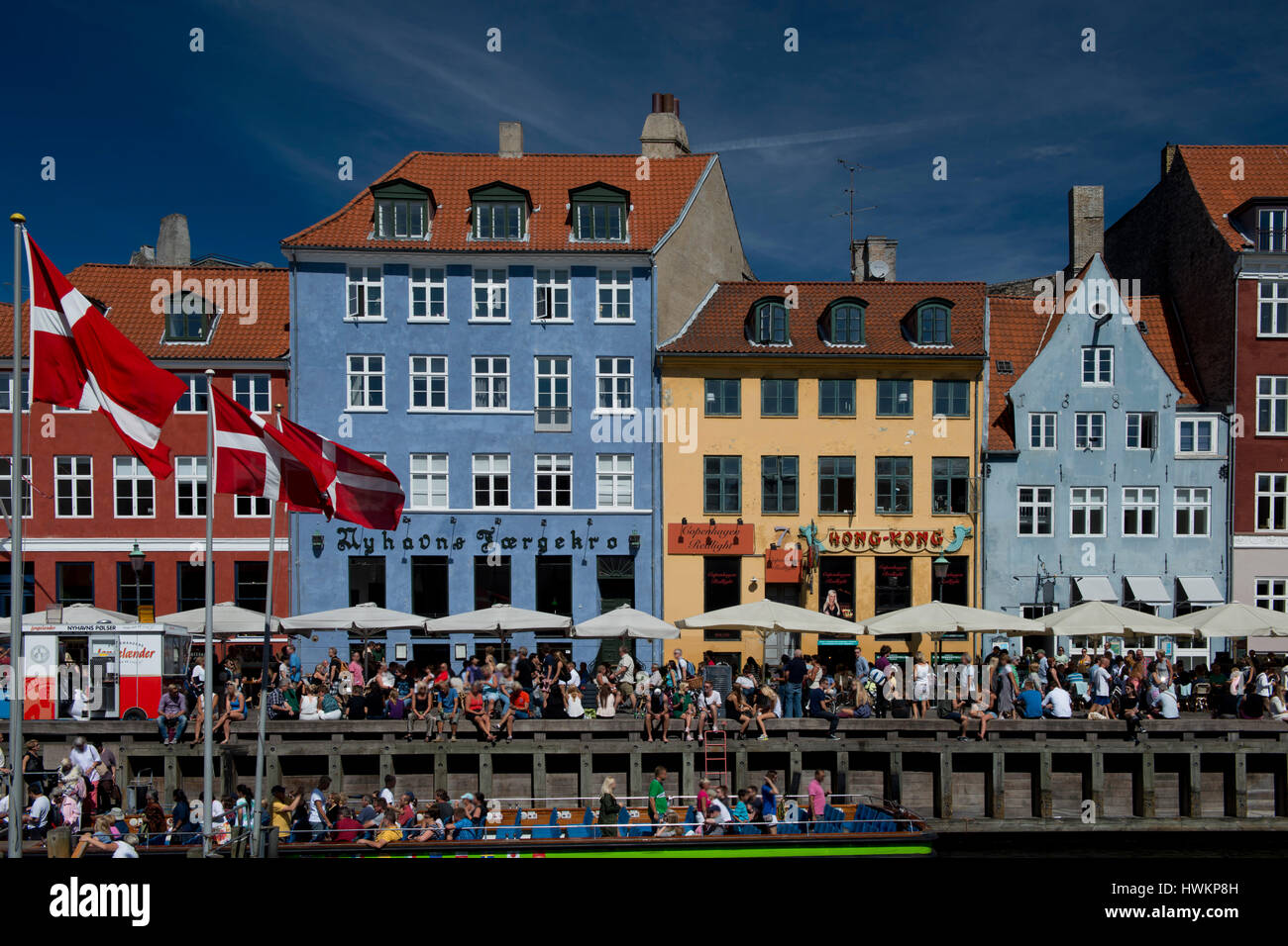 the skyline of the nyhavn, historical channel in the center of ...