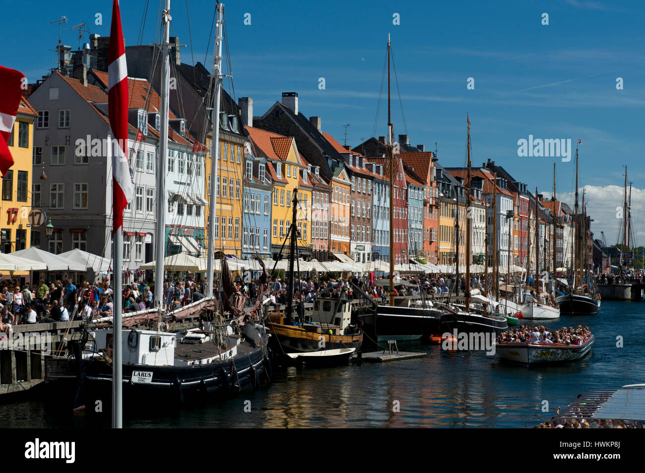 the skyline of the nyhavn, historical channel in the center of ...