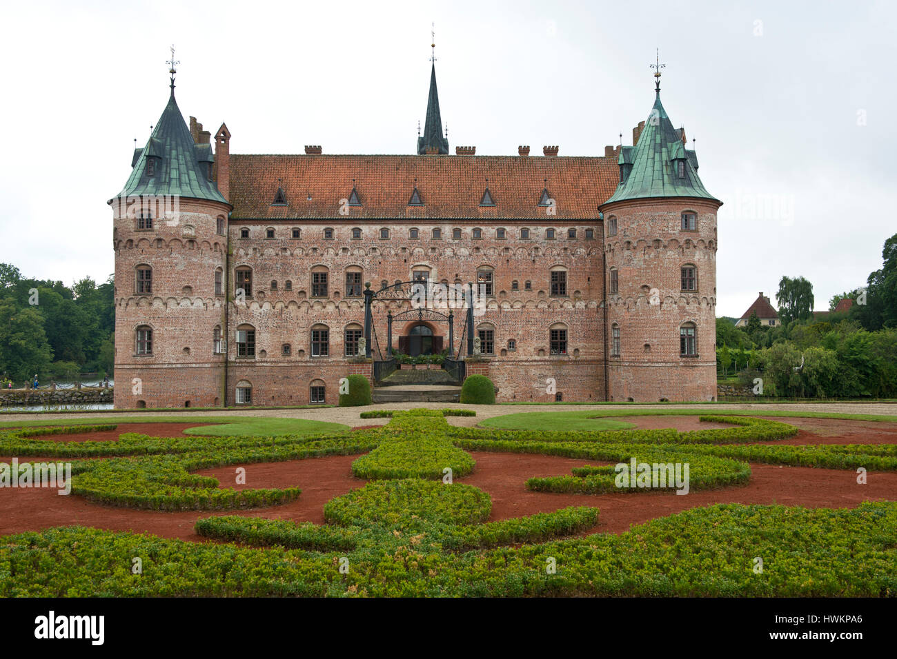 The renaissance castle of Egeskov in the island of Funen, Denmark Stock ...