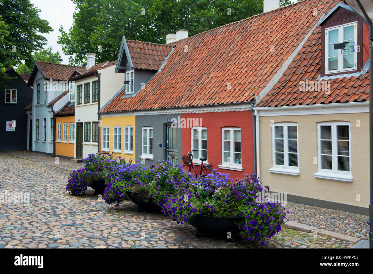 Ancient houses in the old town center of the city of Odense, Funen ...