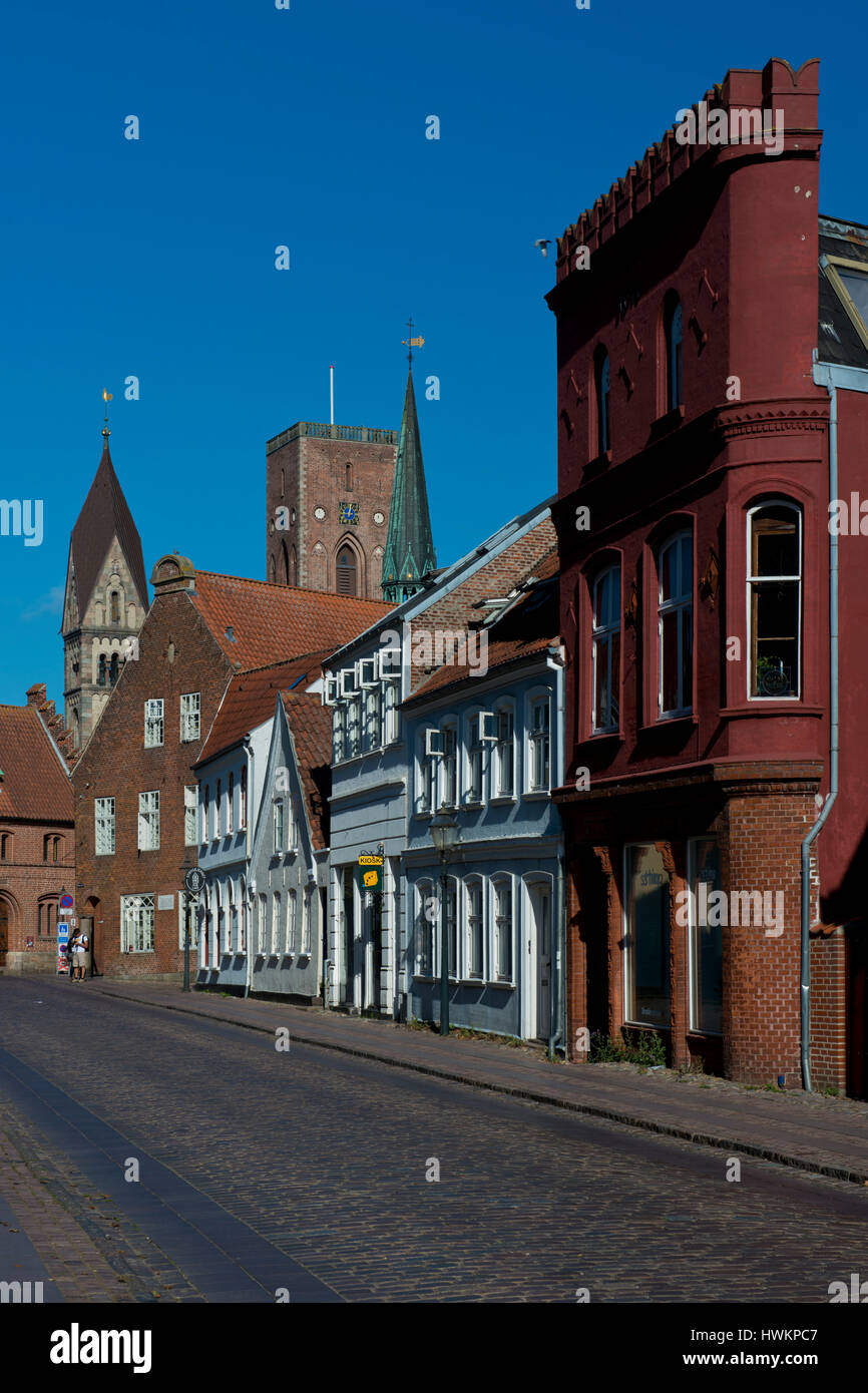 Street of Ribe, medieval town, ancient capital of Denmark Stock Photo ...