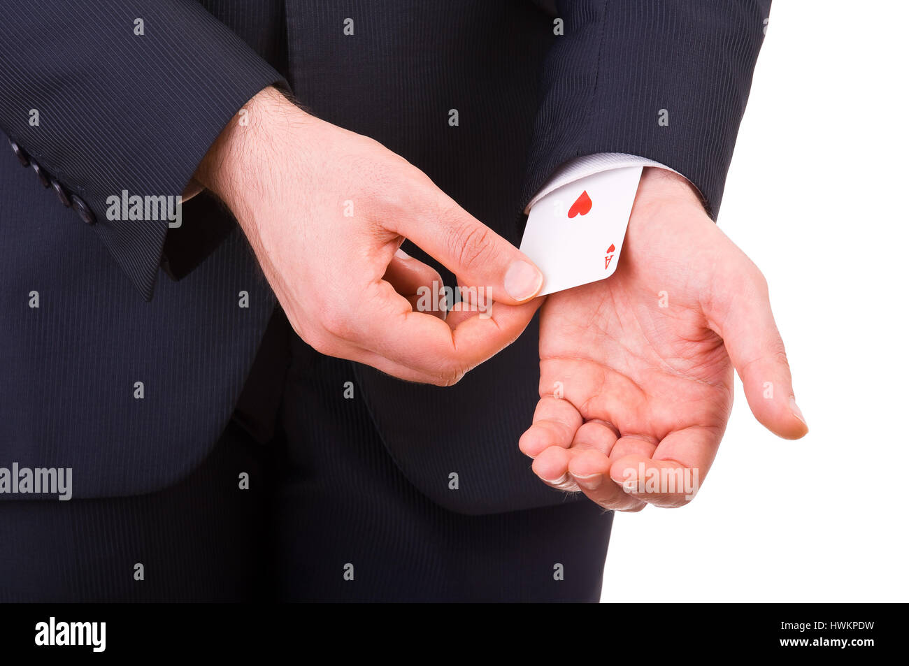 Businessman with ace card hidden under sleeve Stock Photo - Alamy