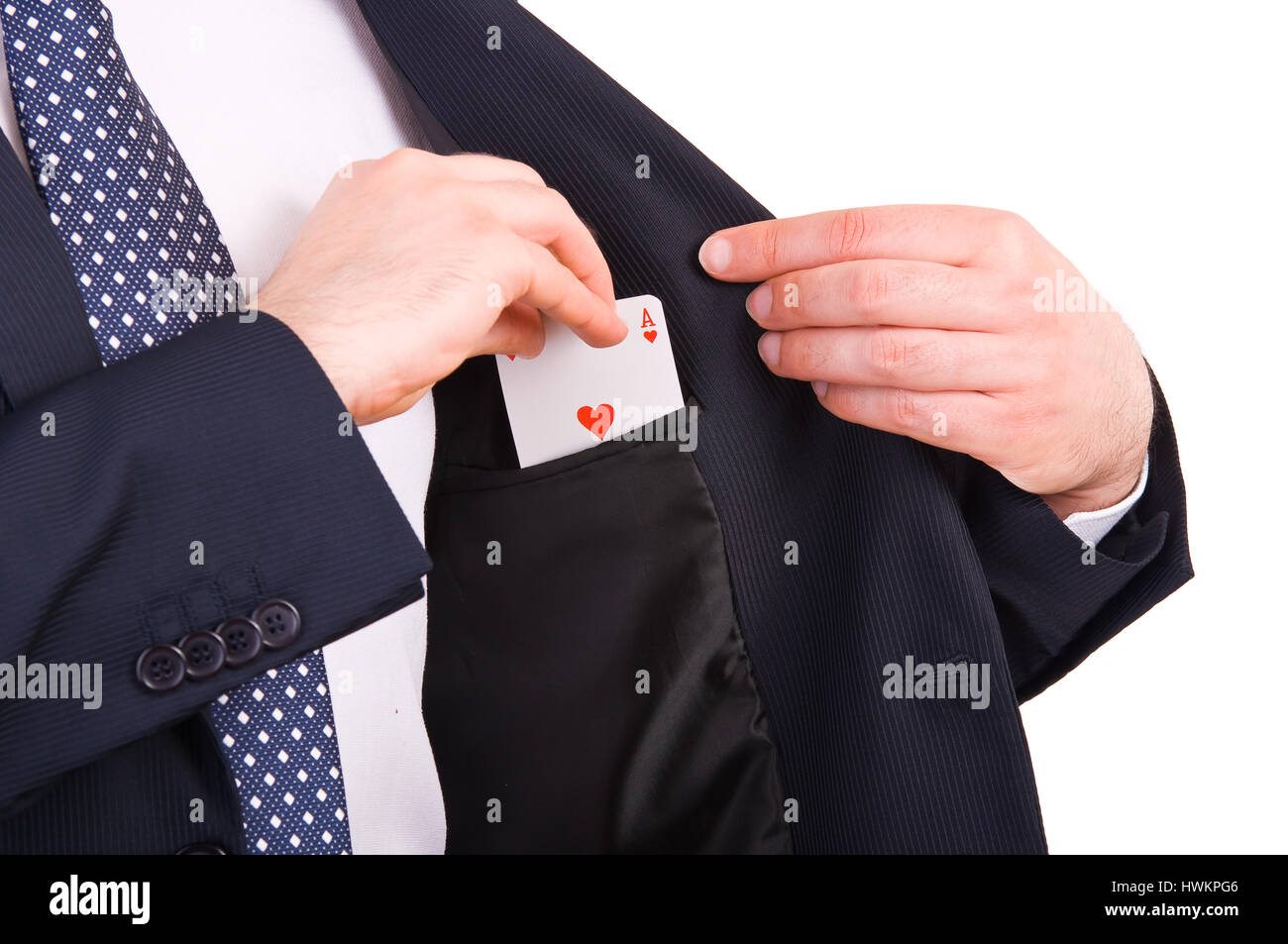 Businessman putting ace card in his pocket Stock Photo - Alamy