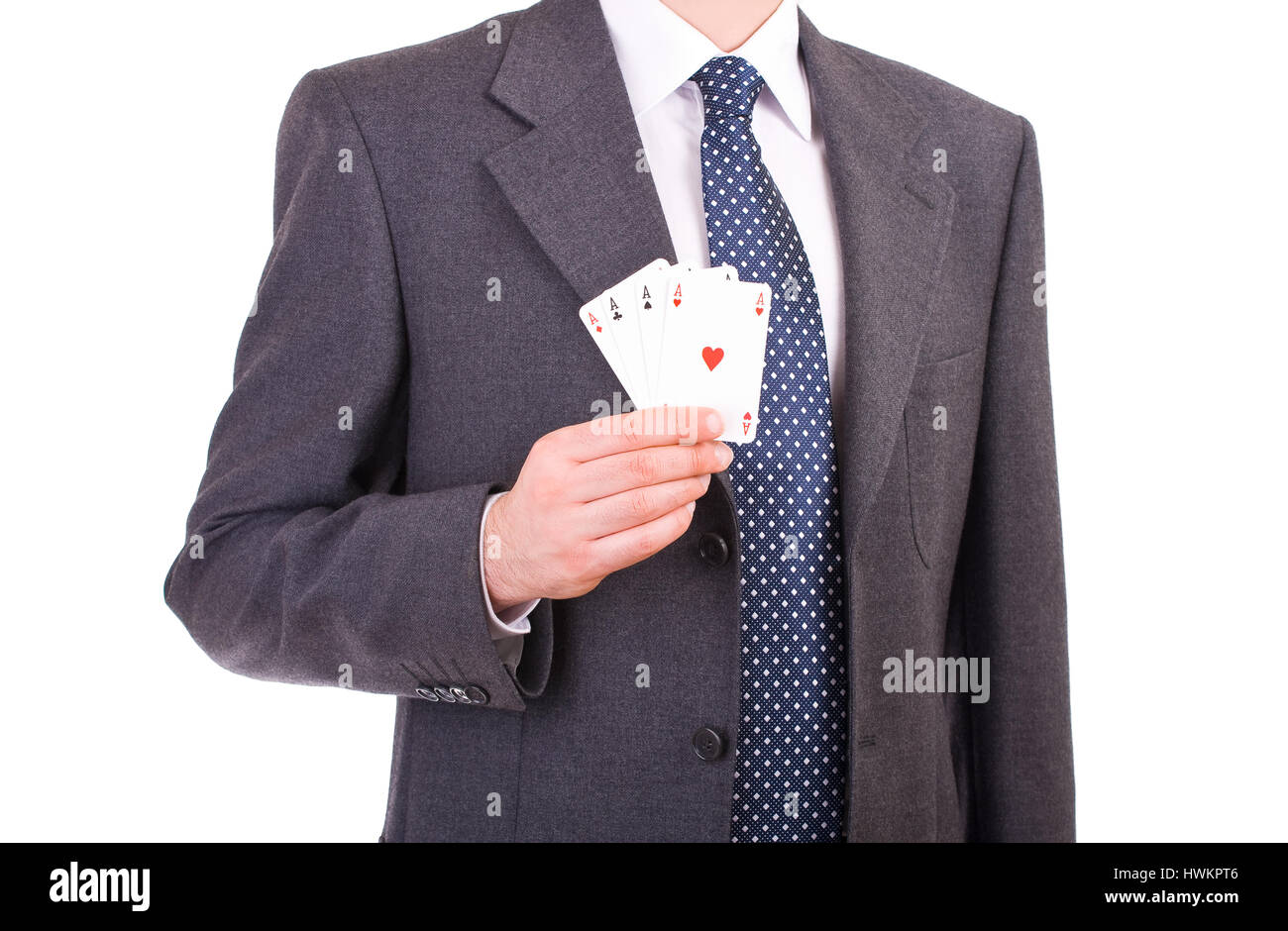 Businessman showing playing cards Stock Photo - Alamy