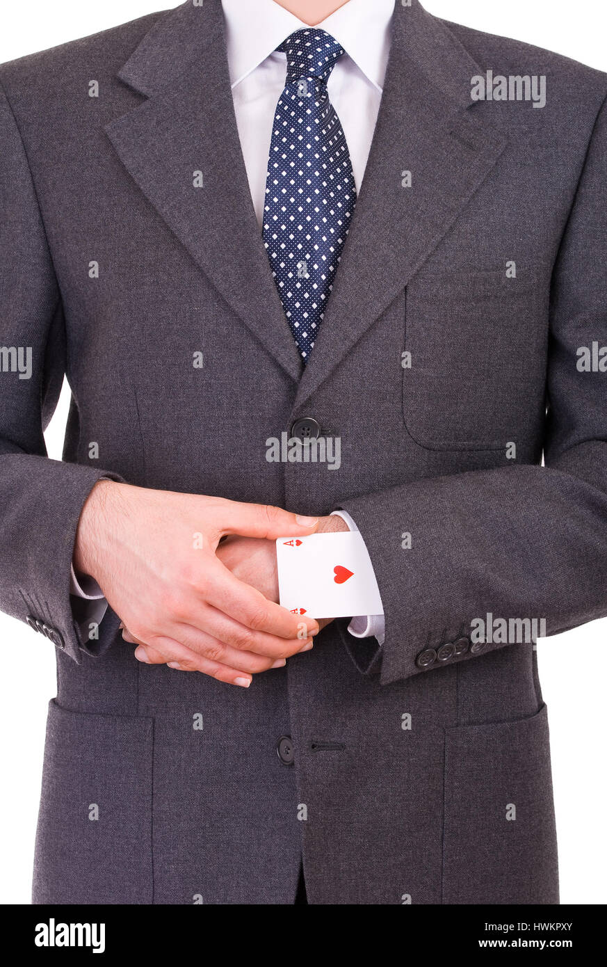 Businessman with ace card hidden under sleeve Stock Photo - Alamy