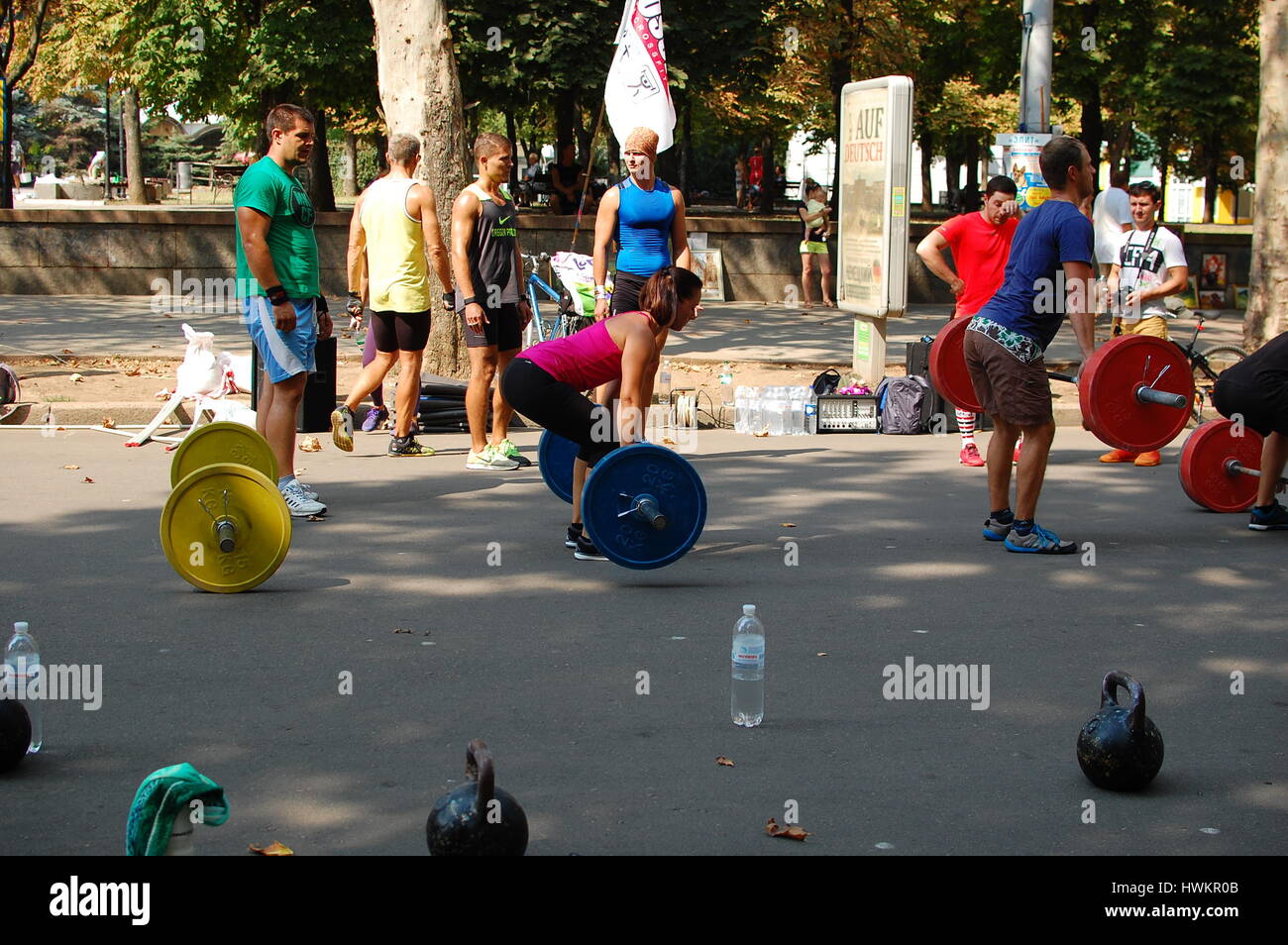 Training over the bar. Weight lifting, exercise with weights Stock ...