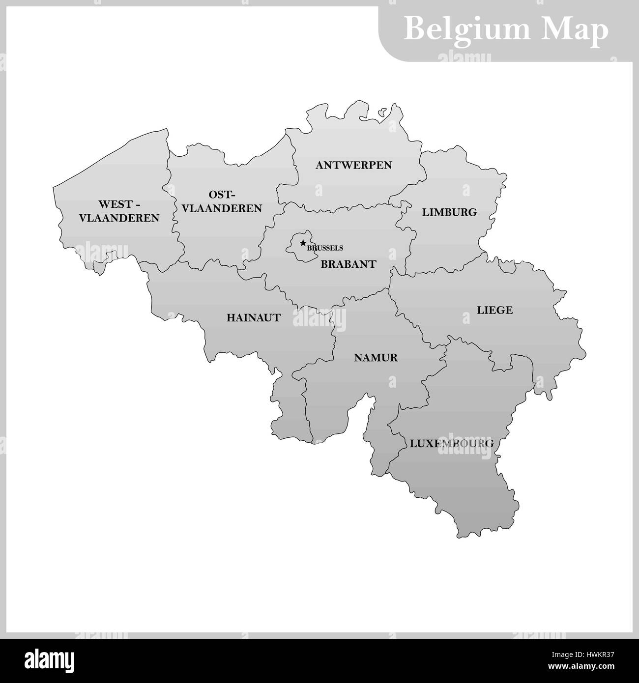 The detailed map of the Belgium with regions or states and capital ...