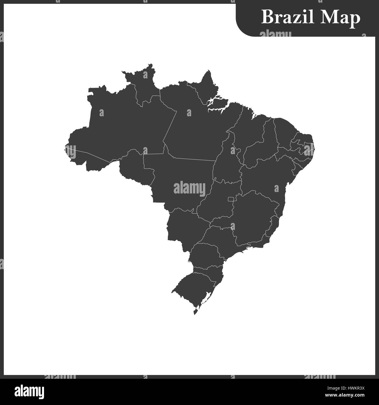 The detailed map of the Brazil with regions Stock Vector Image & Art ...