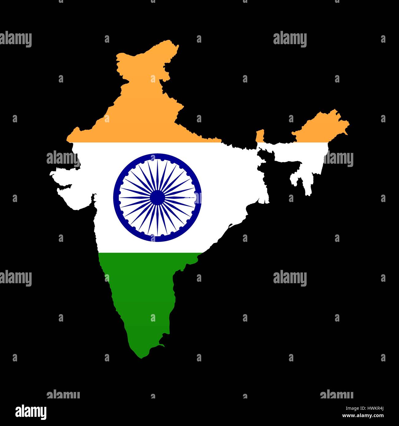 The detailed map of the India with flag Stock Vector Image & Art - Alamy