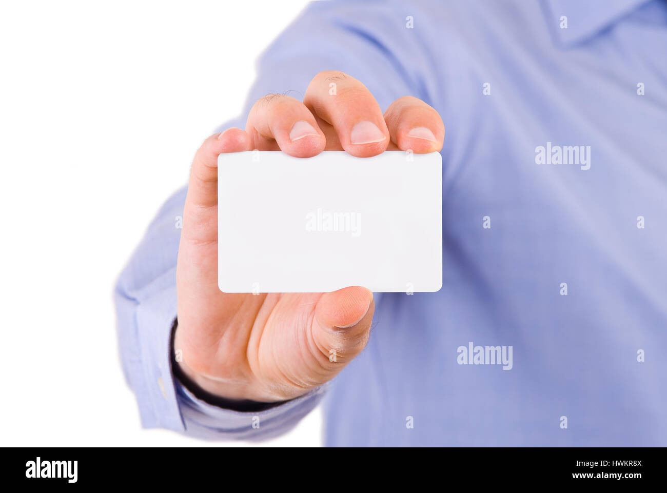 Business man showing blank card Stock Photo - Alamy