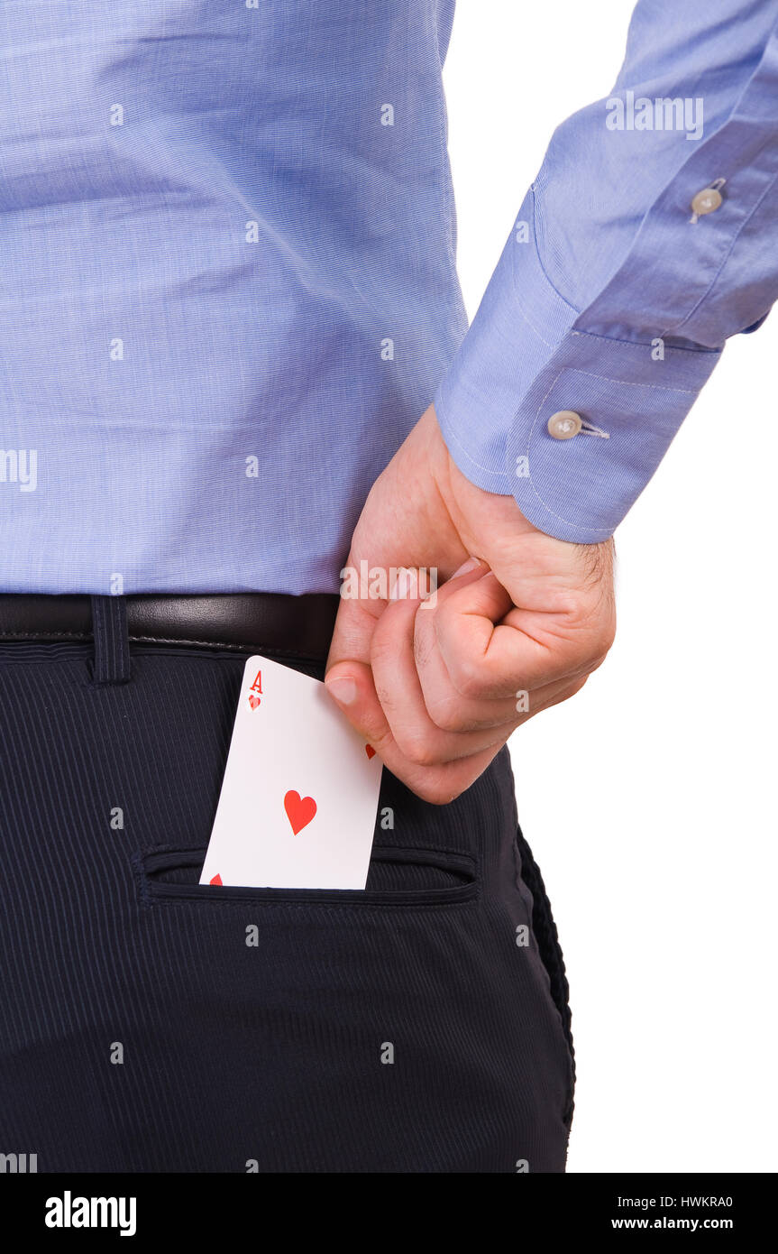 Businessman putting ace card in back pocket Stock Photo - Alamy