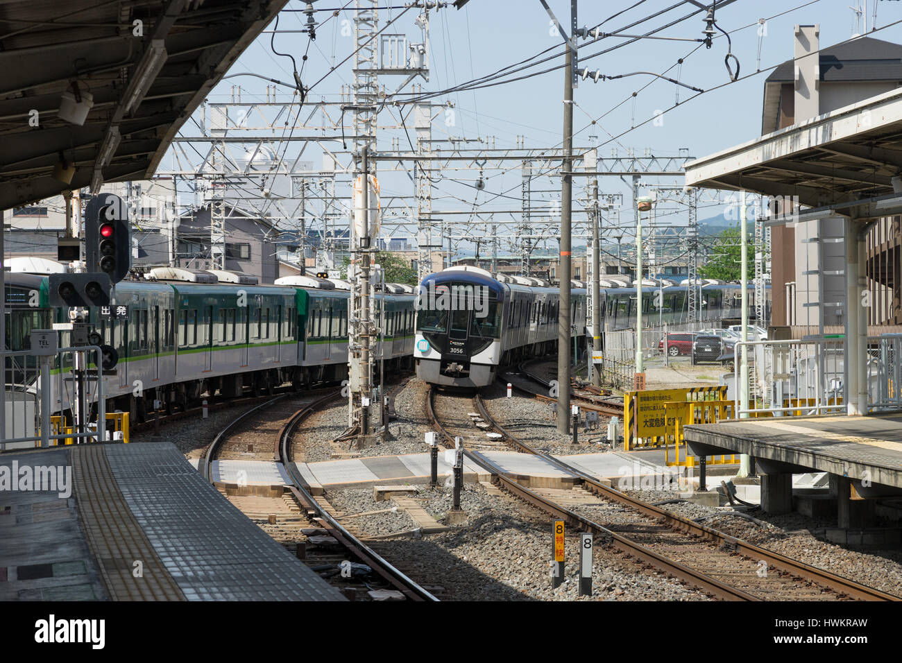 KYOTO, JAPAN - CIRCA MAY 2016: Private company train Keihan line ...