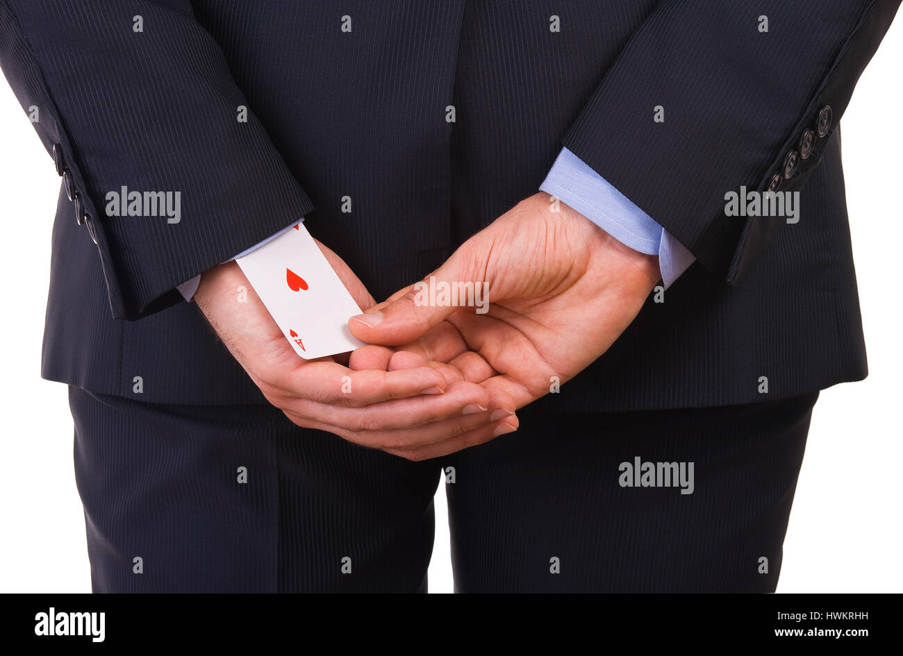 Businessman with ace card hidden under sleeve Stock Photo - Alamy