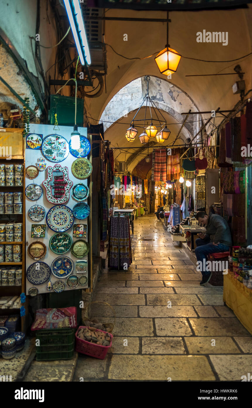 Street in Jerusalem Old City Market (souk), Jerusalem, Israel, Middle ...