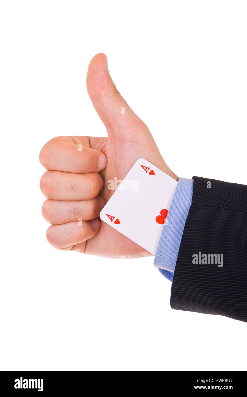 Business man showing ok sign with ace card under sleeve Stock Photo - Alamy