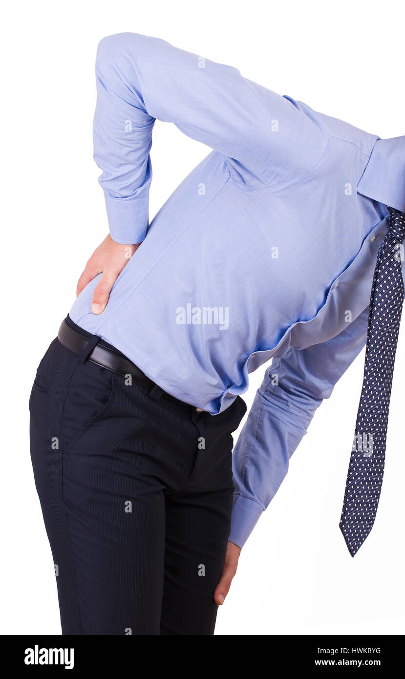 Businessman with aching back Stock Photo - Alamy