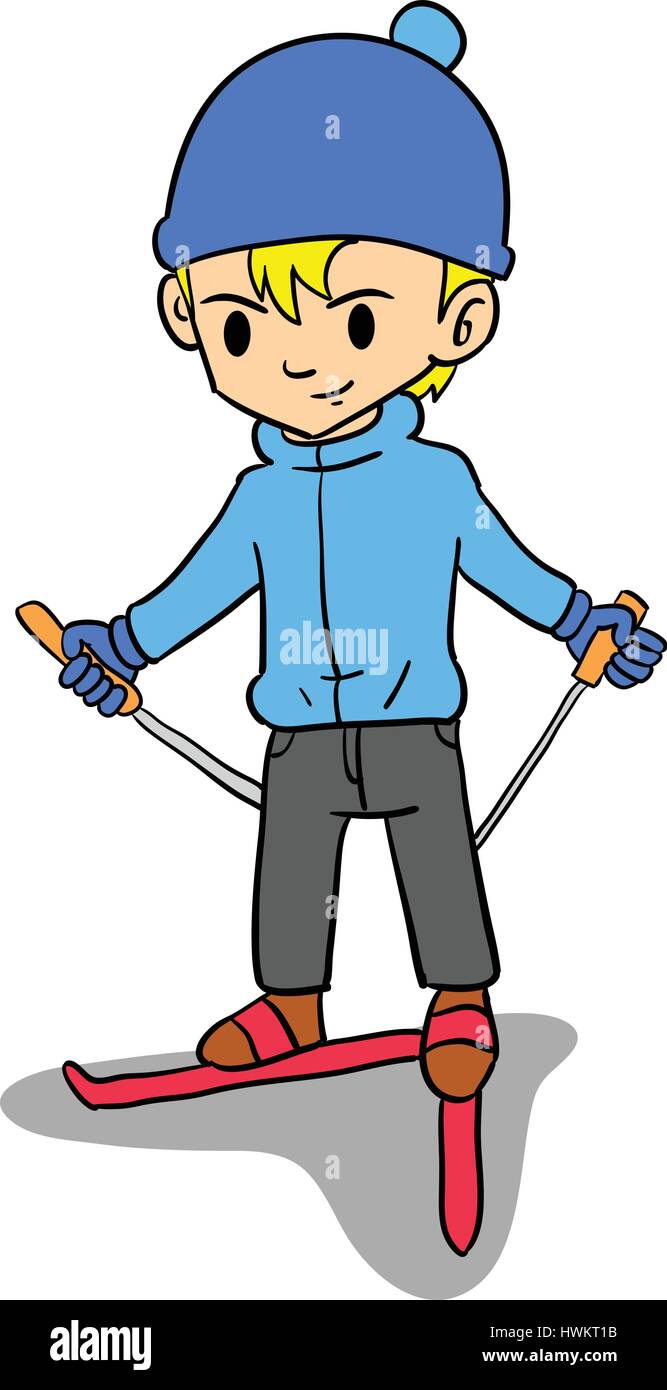 Boy playing ski character style Stock Vector Image & Art - Alamy