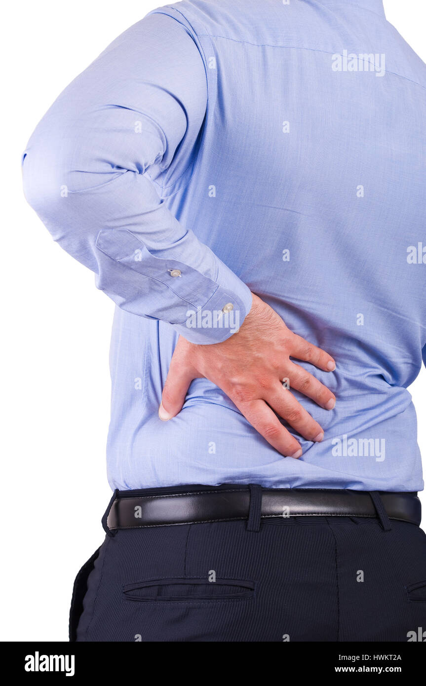Businessman with aching back Stock Photo - Alamy