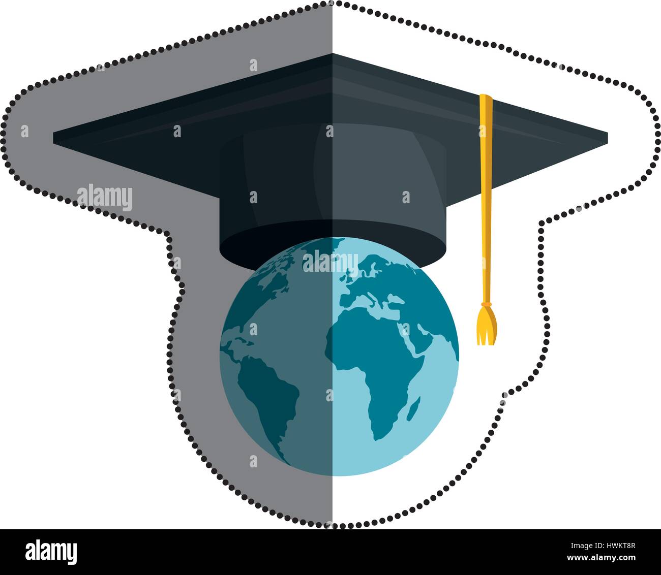 world planet earth with hat graduation vector illustration design Stock ...