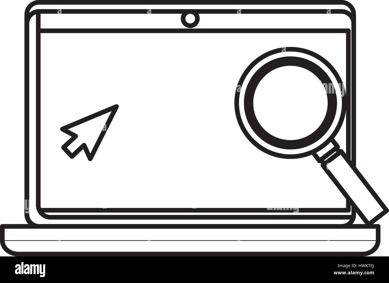 laptop computer with magnifying glass vector illustration design Stock ...