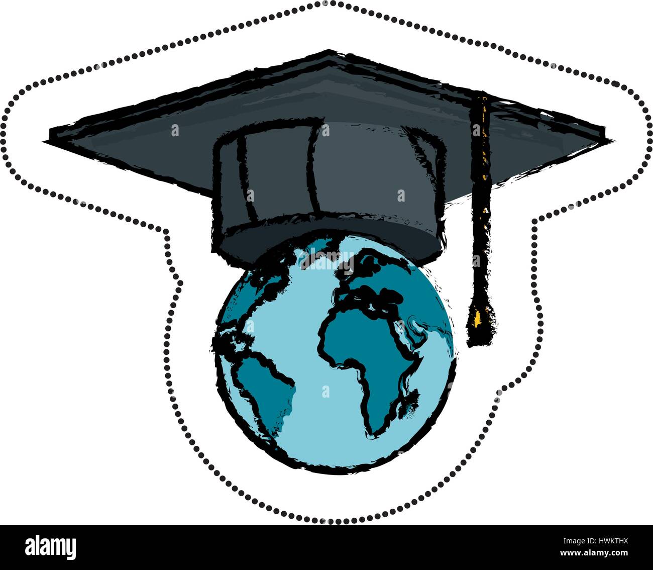 world planet earth with hat graduation vector illustration design Stock ...