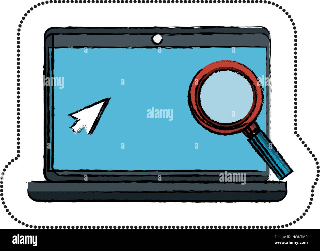 laptop computer with magnifying glass vector illustration design Stock ...