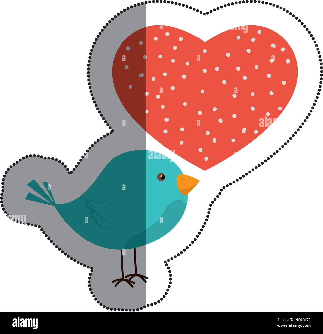 love heart with cute bird vector illustration design Stock Vector Image ...