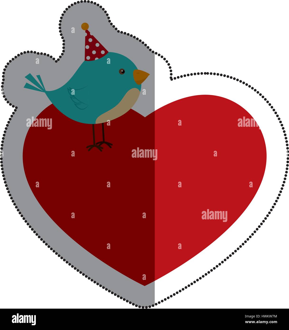 love heart with cute bird vector illustration design Stock Vector Image ...
