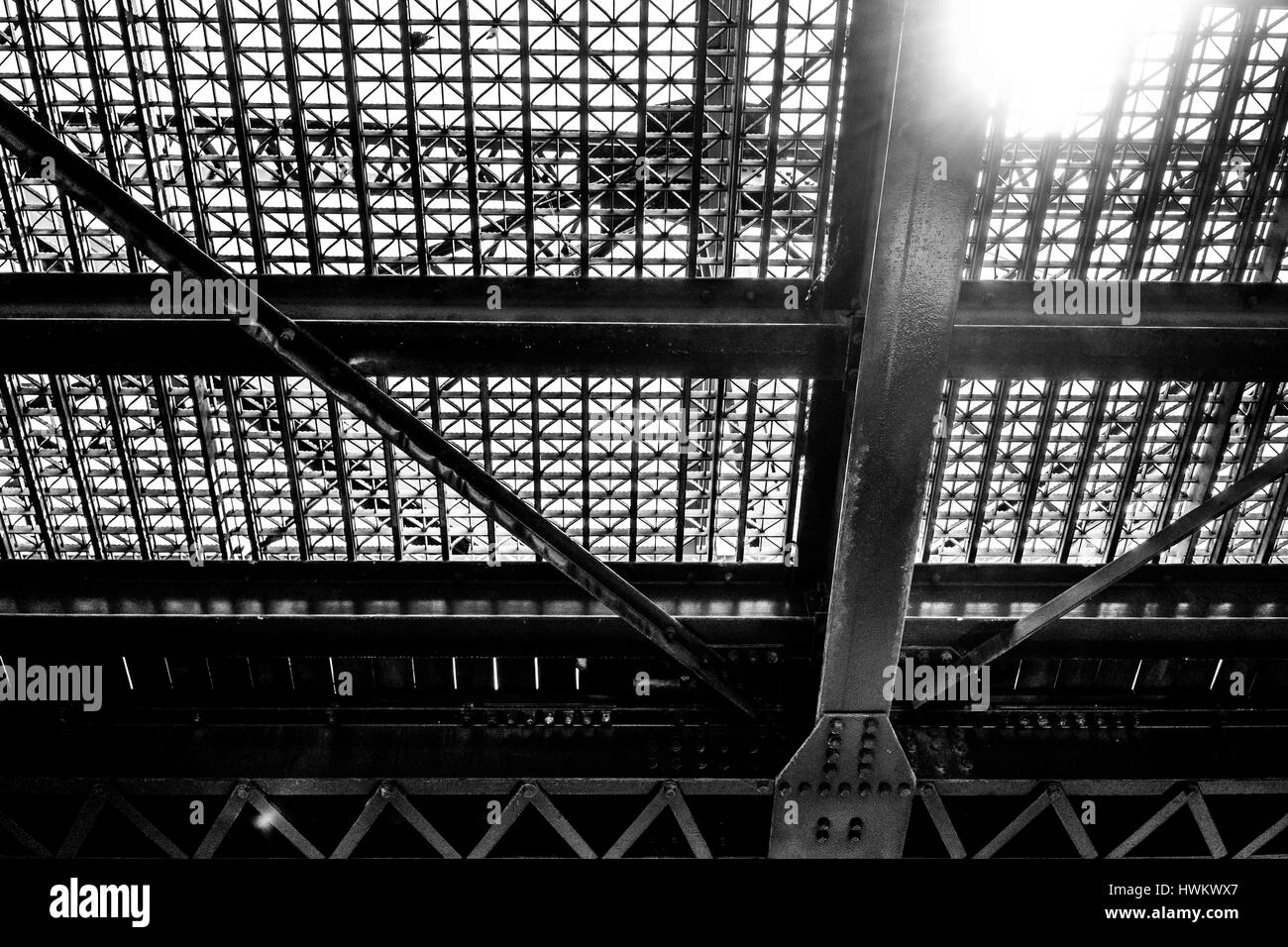 Chicago grate as seen from the Chicago river passing underneath Stock ...