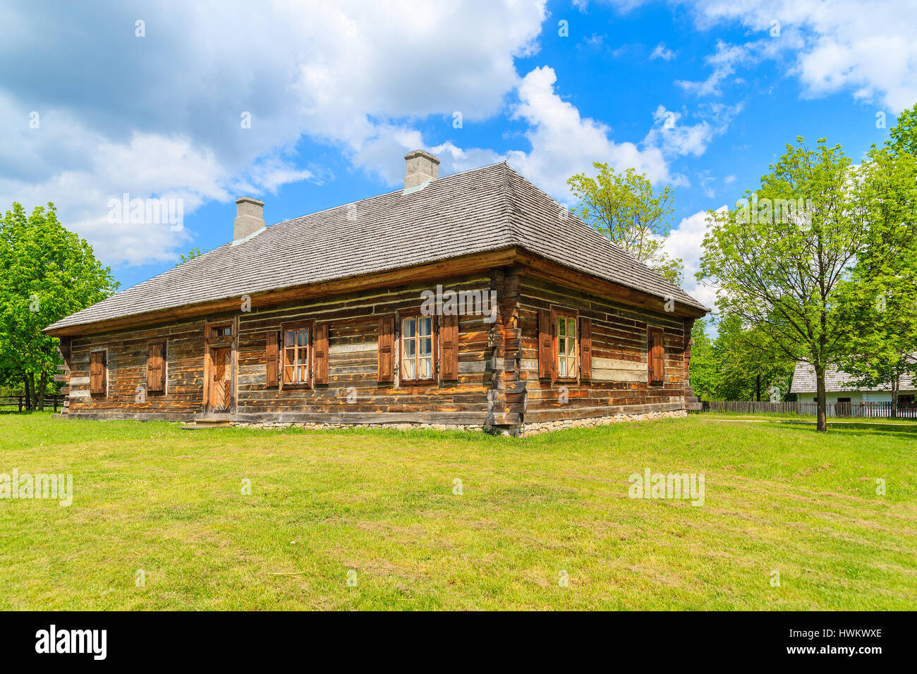 Old polish white wooden house hi-res stock photography and images - Alamy