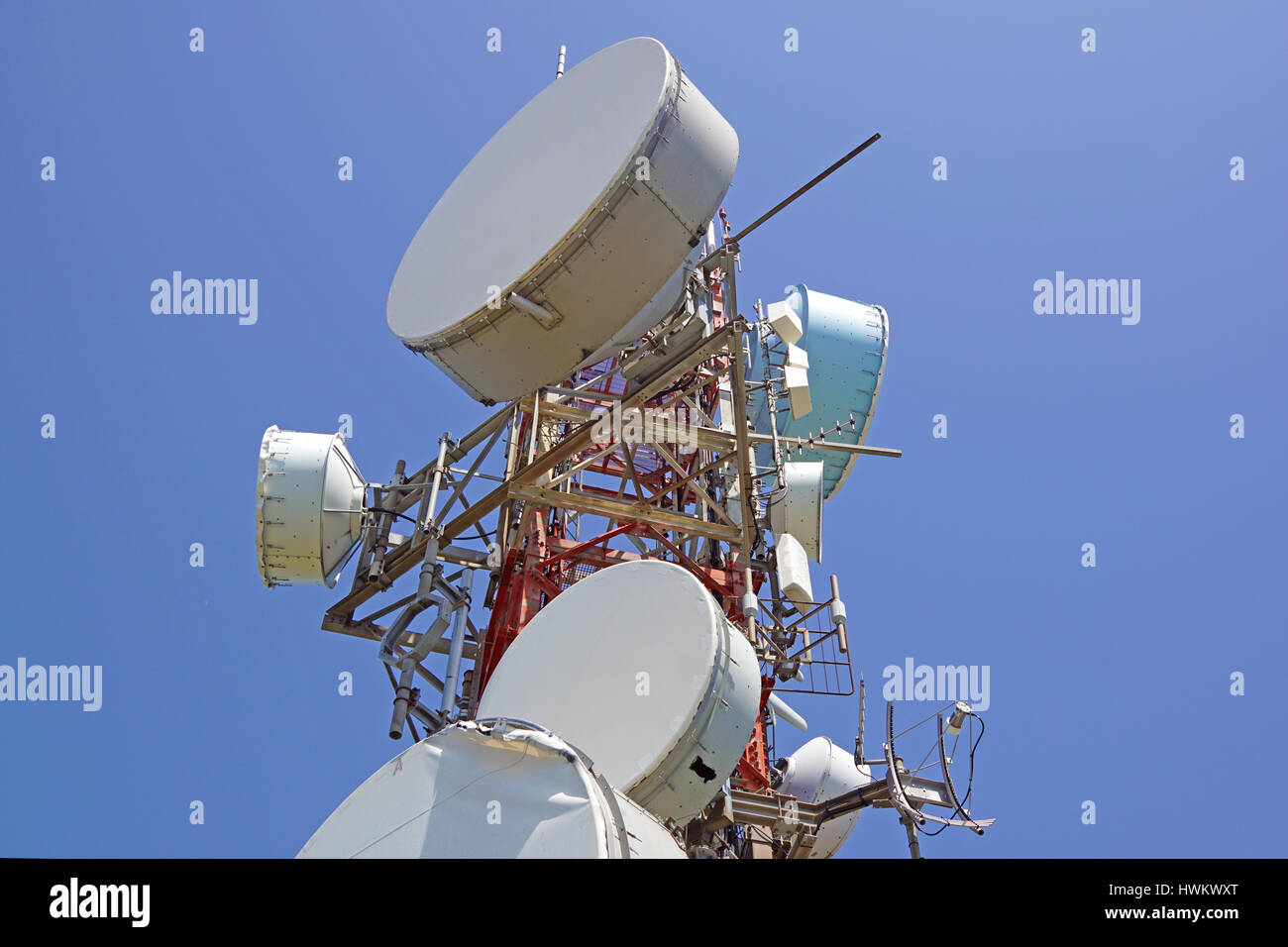 comunications antenna and telecommunications repeaters Stock Photo - Alamy