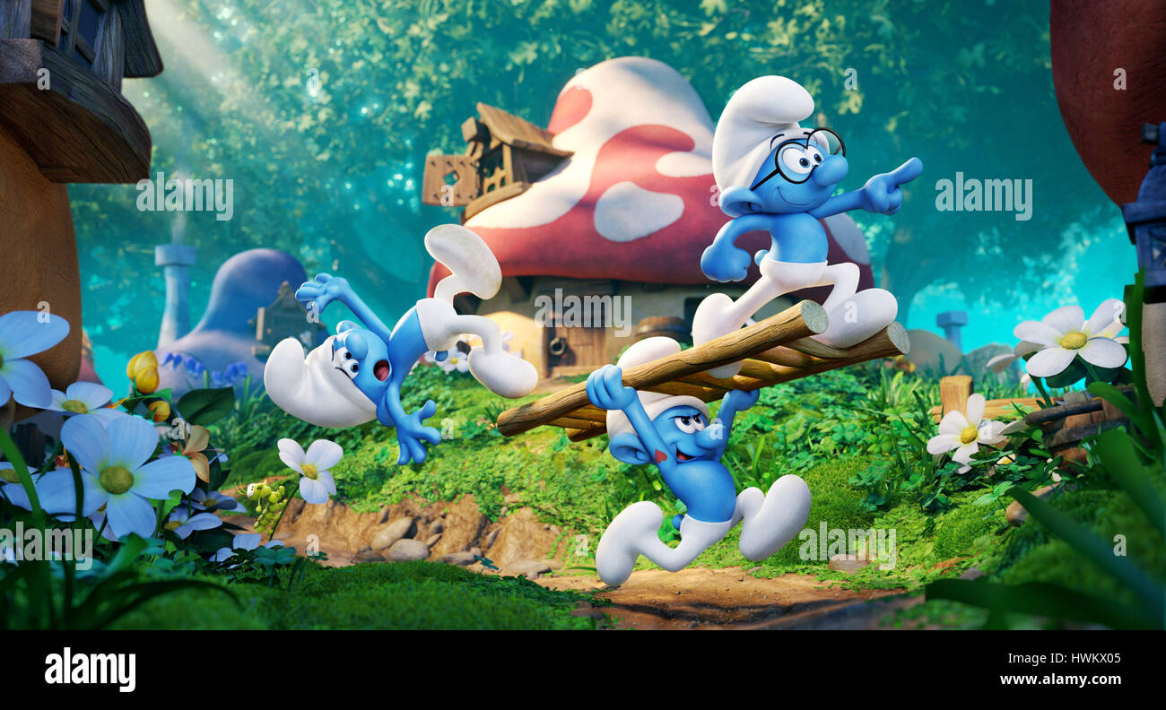 SMURFS: THE LOST VILLAGE, from left: Clumsy (voice: Jack McBrayer ...
