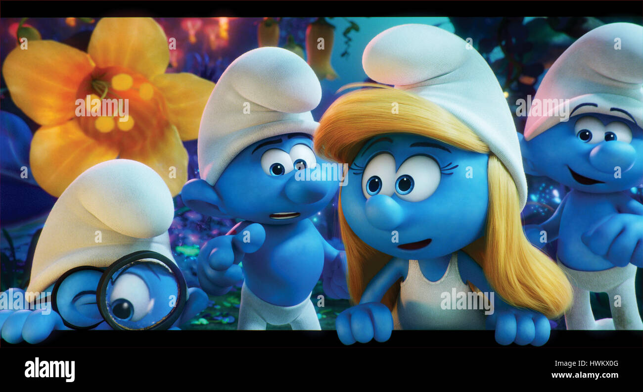 SMURFS: THE LOST VILLAGE, l-r: Brainy (voice: Danny Pudi), Hefty (voice ...