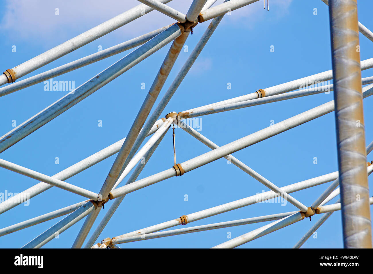 metal structure with blue sky background Stock Photo - Alamy