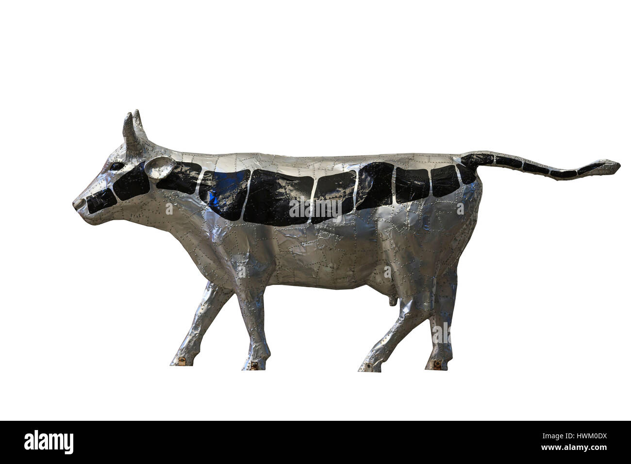 cow made of metal on white background,technology of the future, iron ...