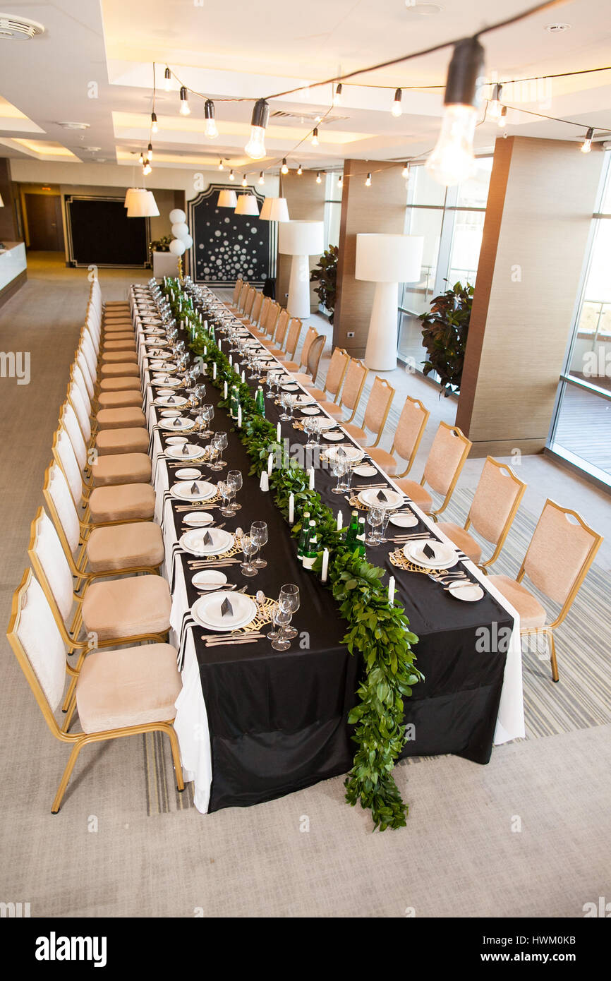 Wedding decor, interior. Concept of festive table decor. Table layout ...