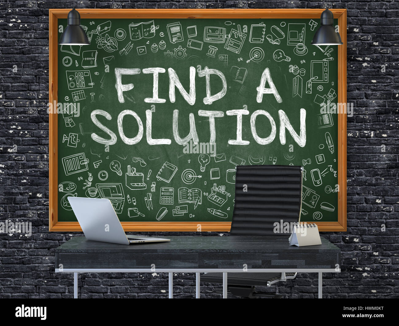 Find a Solution - Hand Drawn on Green Chalkboard. 3d Stock Photo - Alamy