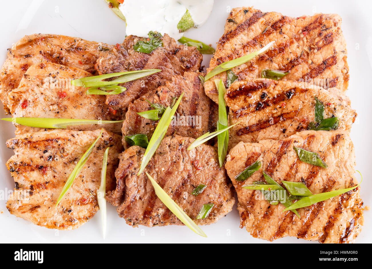 close up of meat grilled steaks Stock Photo - Alamy