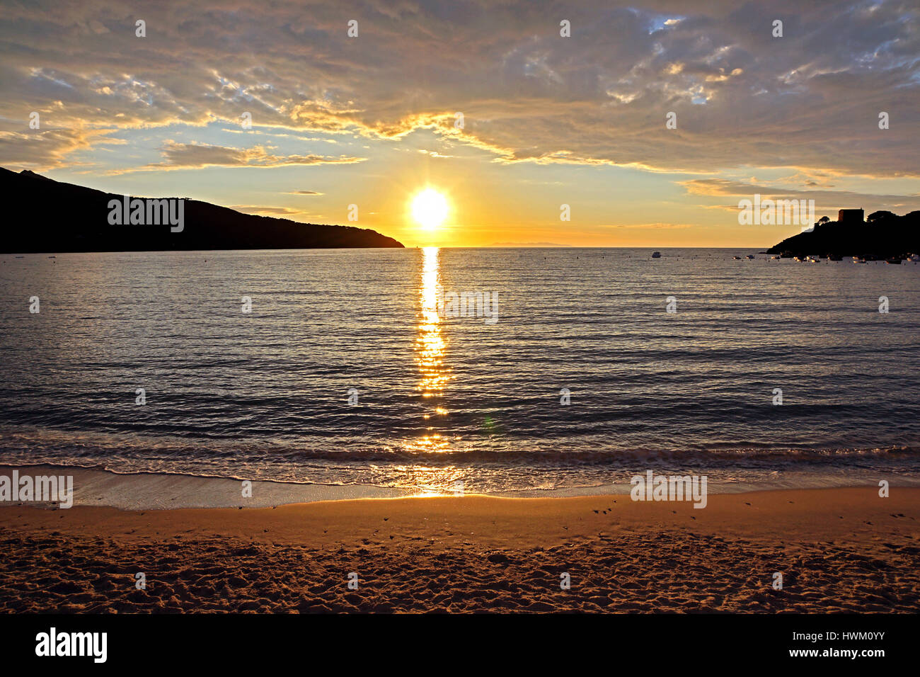 Sunset on the Beach Stock Photo - Alamy