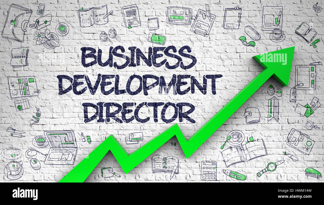 Business Development Director Drawn on White Brick Wall. 3d Stock Photo ...
