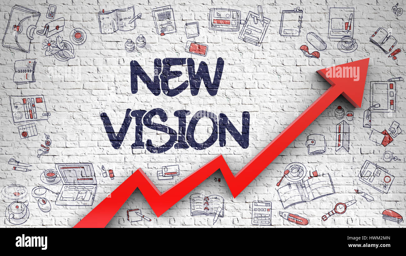 New Vision Drawn on White Brickwall. 3d Stock Photo - Alamy